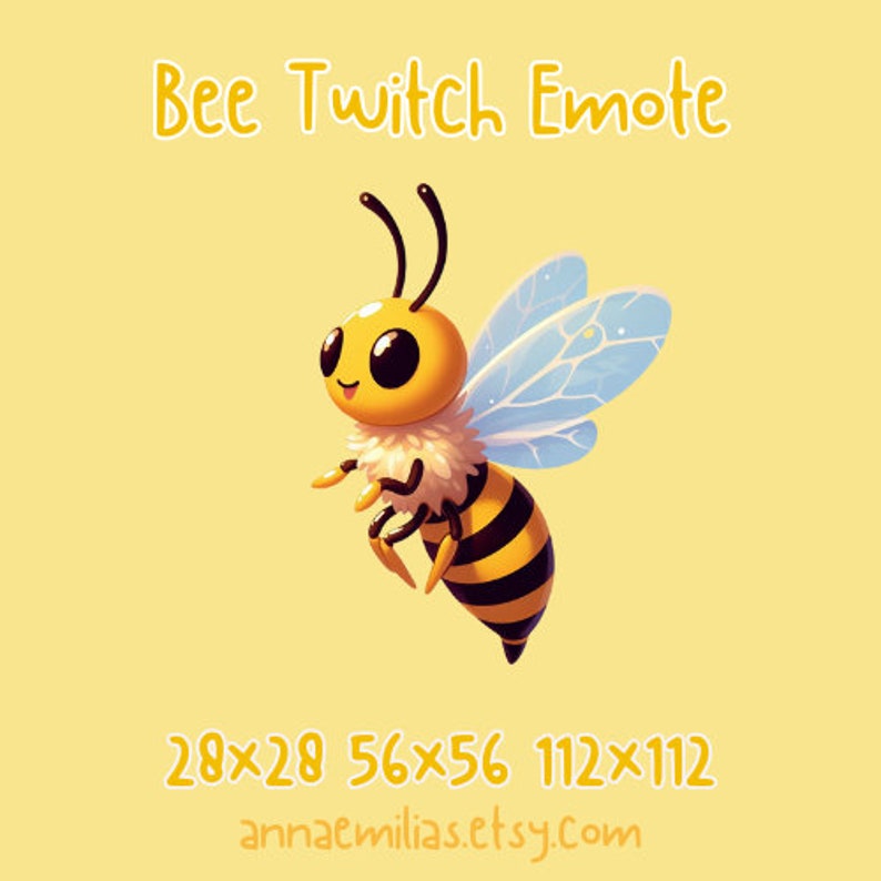 Bee Twitch Emote | Yellow Bee Streaming Chat Icon | Cute Animal Kawaii ...
