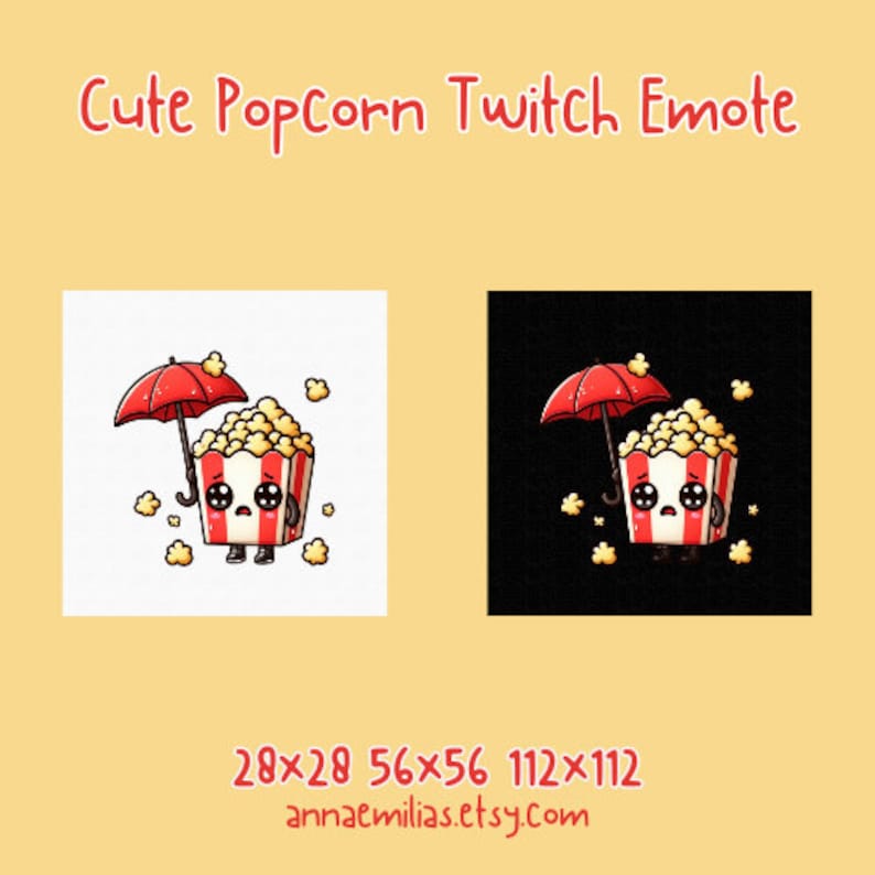 Popcorn Twitch Emote Cute Perfect for Streamers Unique Twitch Emotes ...