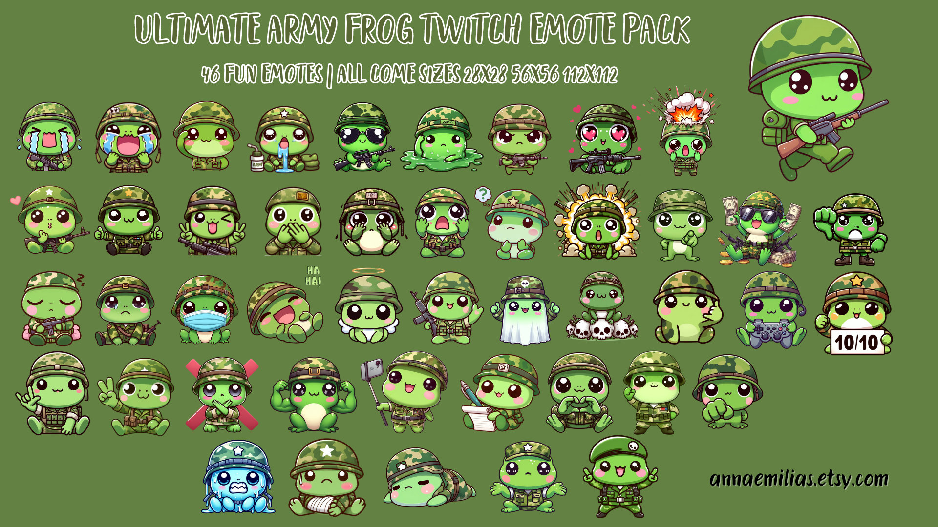 Pack d'émoticônes Twitch | Emotes grenouille mignonne | Ensemble d ...