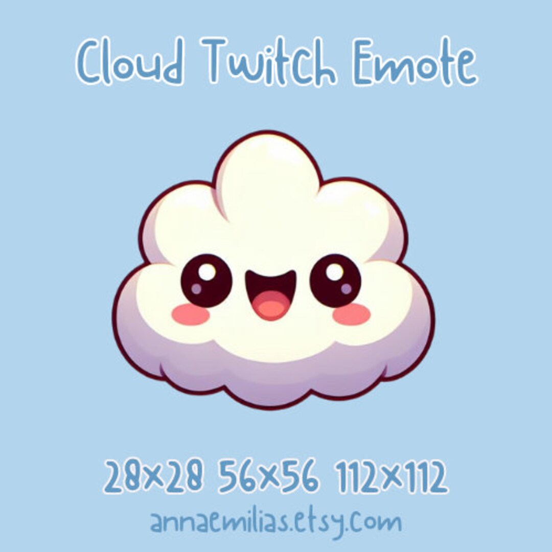 Cute Happy Cloud Twitch Emote | Cheerful Streaming Emoji - Etsy