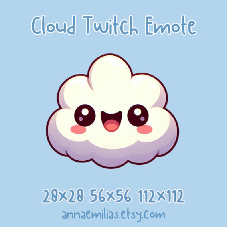 Cloud Twitch Emote | Cute Emoticon | Streaming Icon | Online Chat Emoji ...