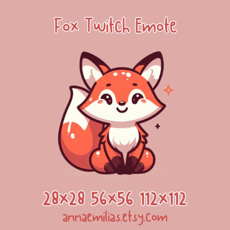 Cute Fox Twitch Emote | Cartoon Animal Emote | Custom Emoji | Streaming ...