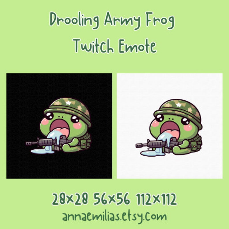 Drooling Army Frog Twitch Emote: Funny Kawaii Stream Emoji - Etsy