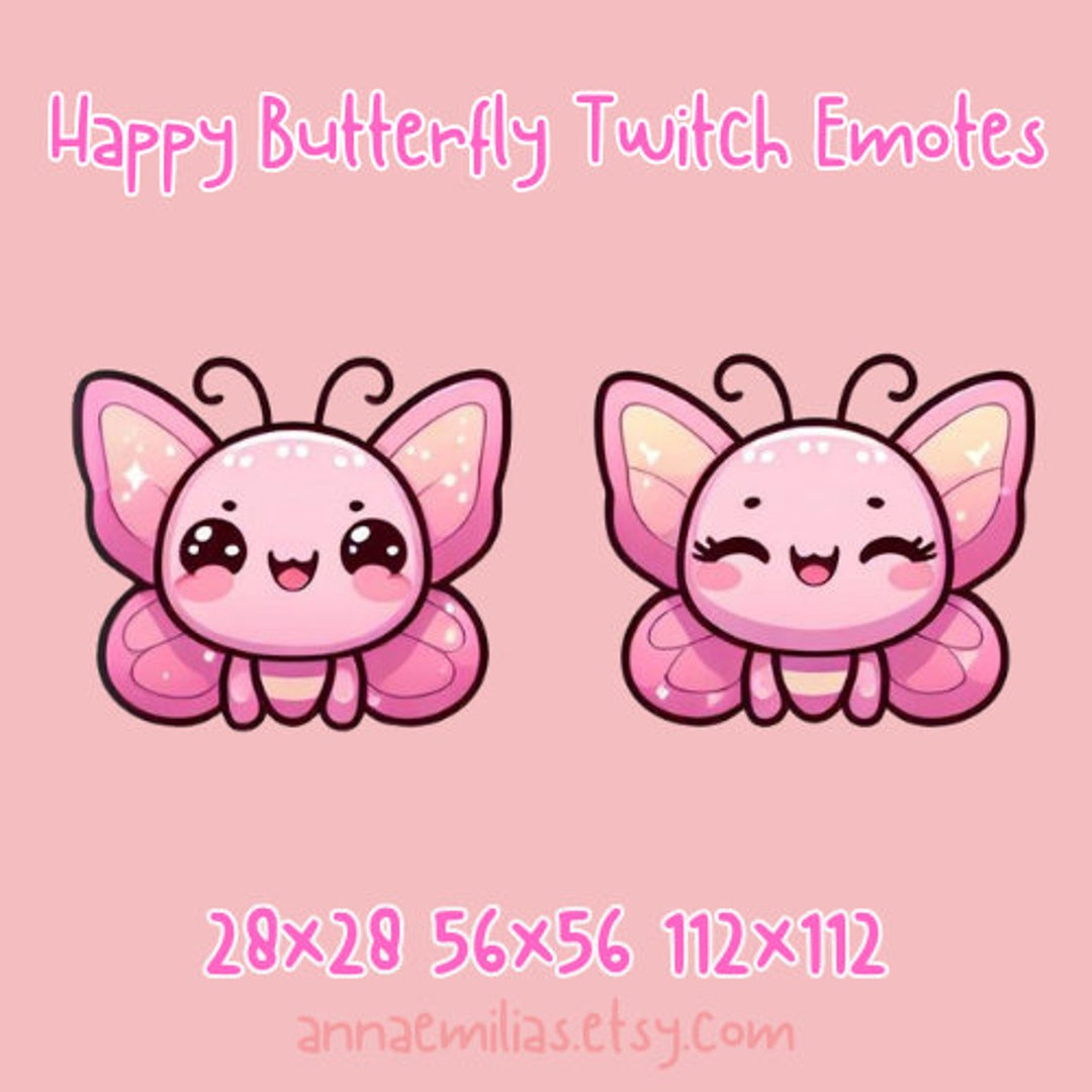 Butterfly Twitch Emotes | 2 Cute Kawaii Butterfly Emojis for Stream ...