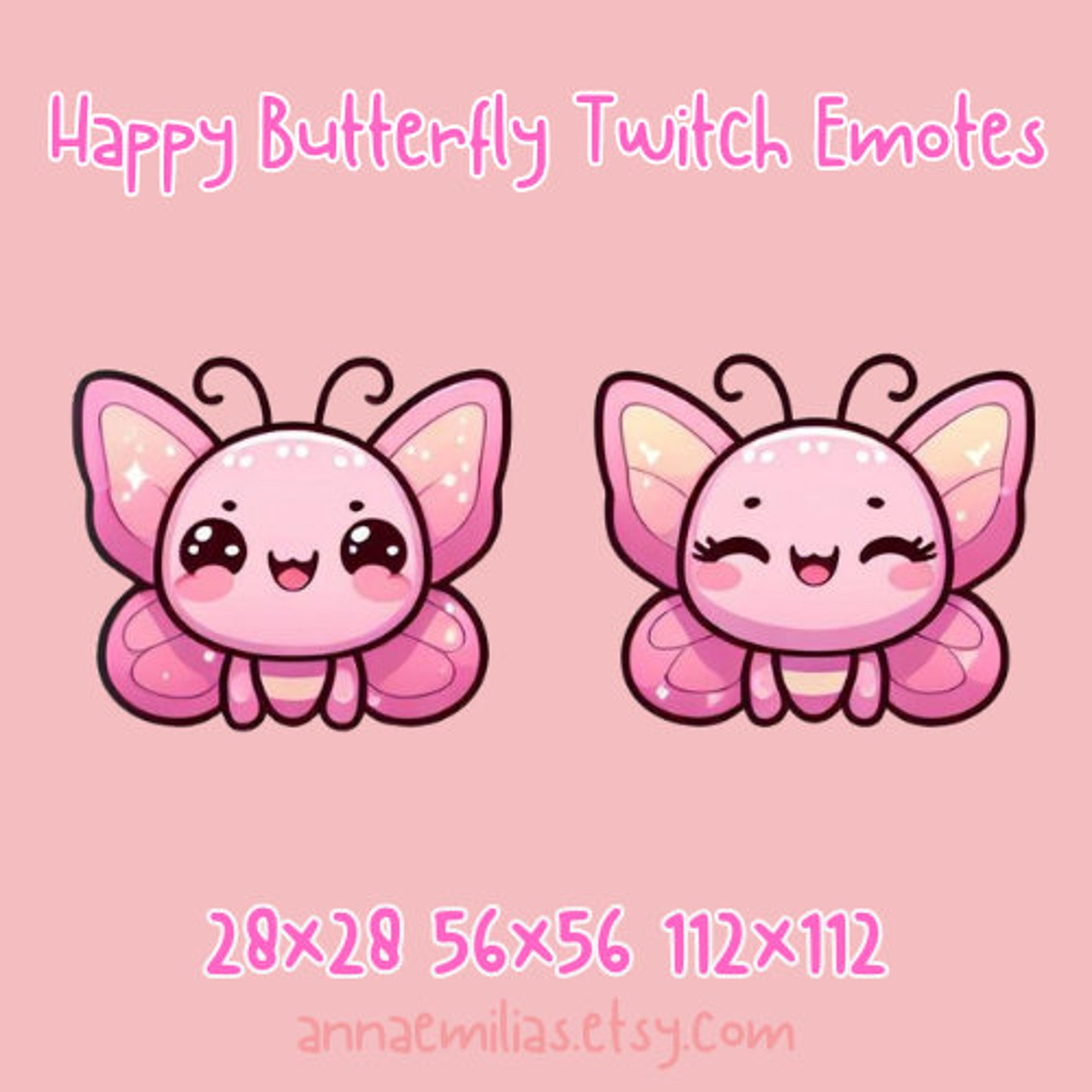 Butterfly Twitch Emotes | 2 Cute Kawaii Butterfly Emojis for Stream ...