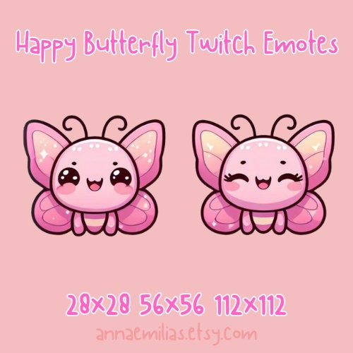 Butterfly Twitch Emotes | 2 Cute Kawaii Butterfly Emojis for Stream ...