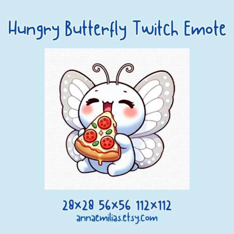 Butterfly Twitch Emote Eating Pizza | Cute Hungry Kawaii Style Twitch ...