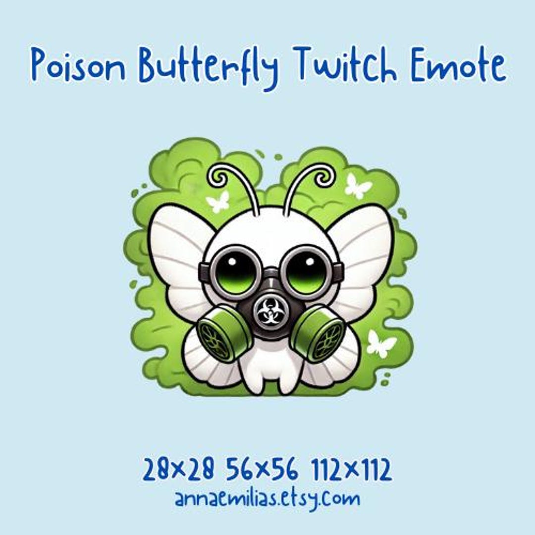 Butterfly Twitch Emote | Cute Poison Kawaii Butterfly Wearing Gas Mask ...