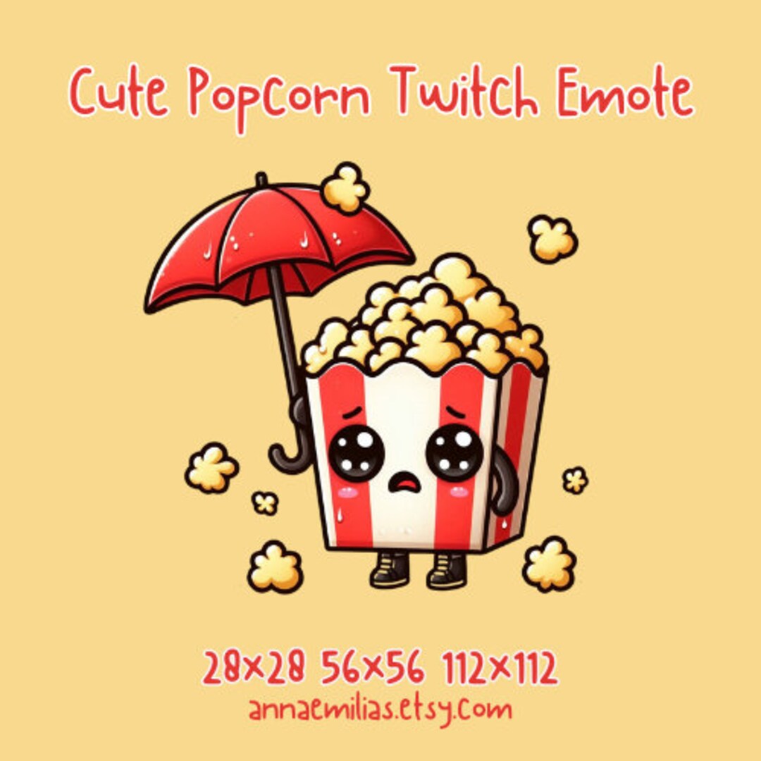 Popcorn Twitch Emote | Cute Perfect for Streamers | Unique Twitch ...