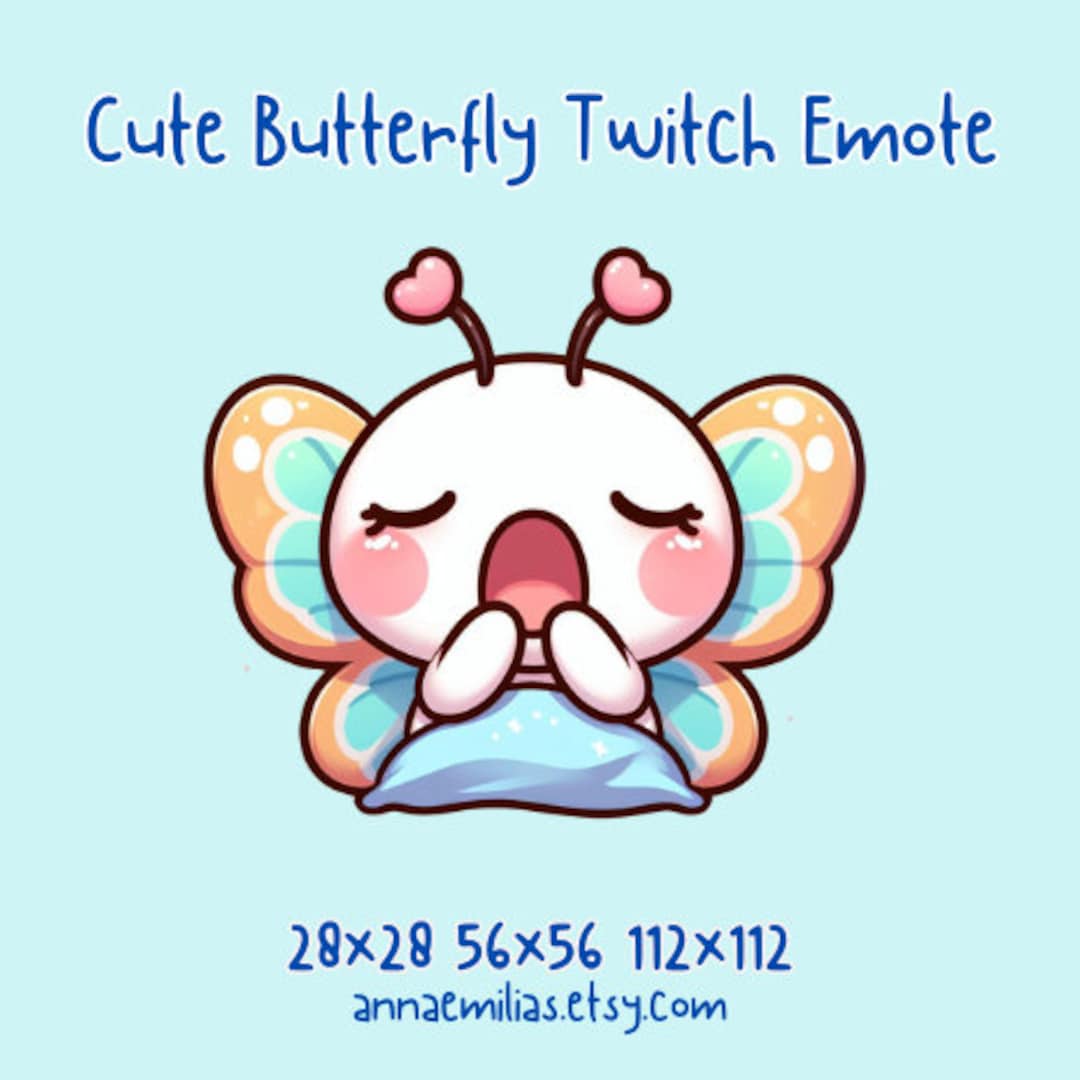 Cute Butterfly Twitch Emote Kawaii Sleepy Buttetfly Emojis for Stream ...