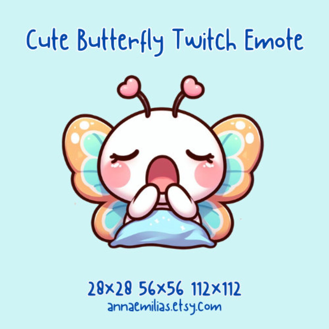 Butterfly Twitch Emote | Cute Kawaii Sleepy Buttetfly Emojis for Stream ...