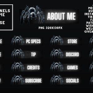 Twitch Panels With Dark Spider Design | Stream Graphics for Streamers ...