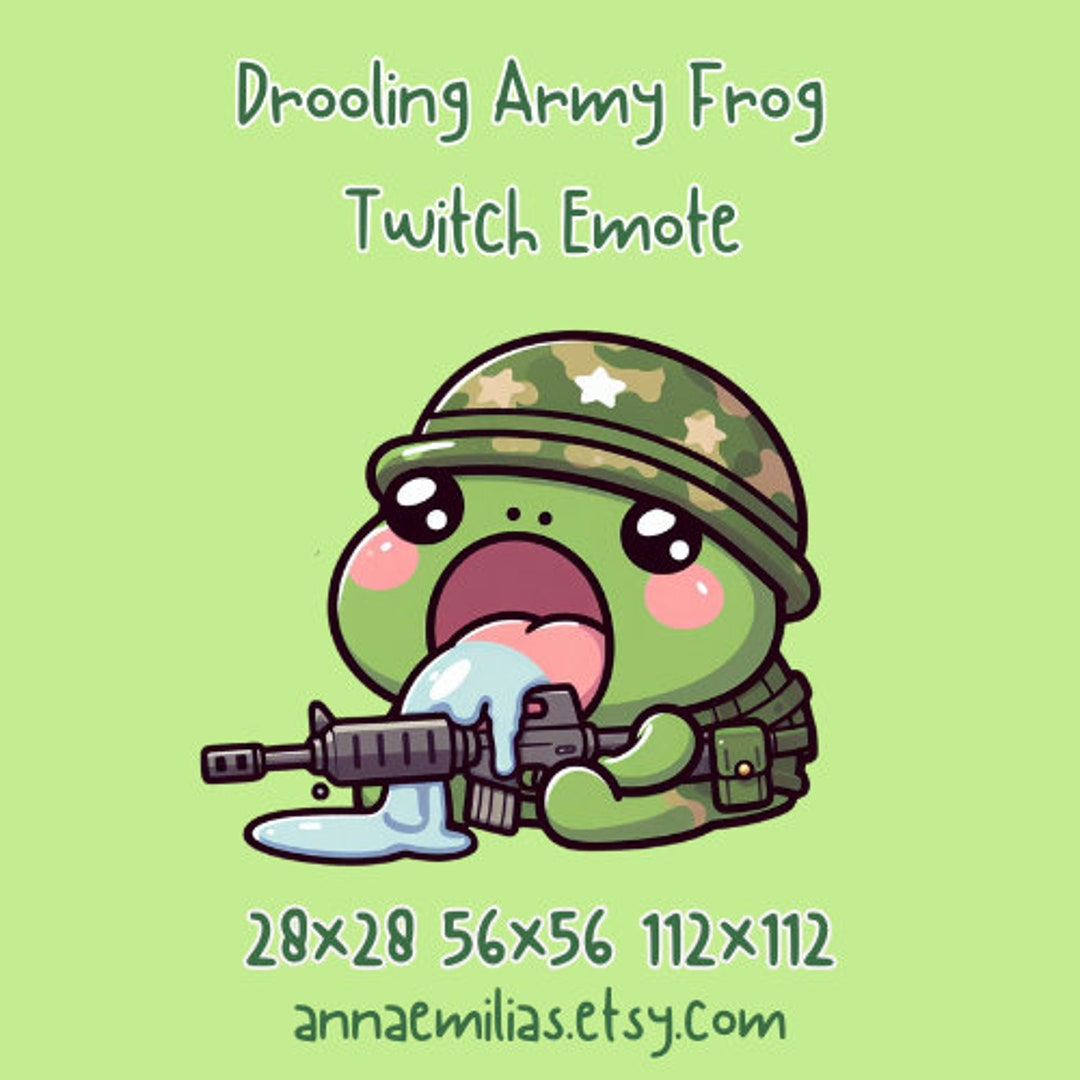 Drooling Army Frog Twitch Emote: Funny Kawaii Stream Emoji - Etsy