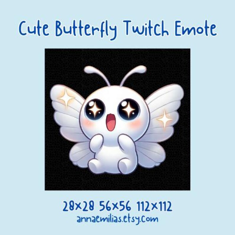 Butterfly Twitch Emote | Cute Happy Kawaii Amazed Emoji for Stream Chat ...