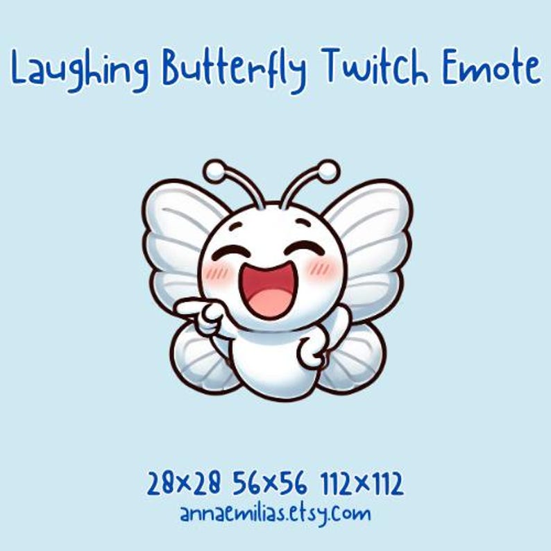 Laughing Butterfly Twitch Emote Popcorn | Cute Best Kawaii Emoticons ...