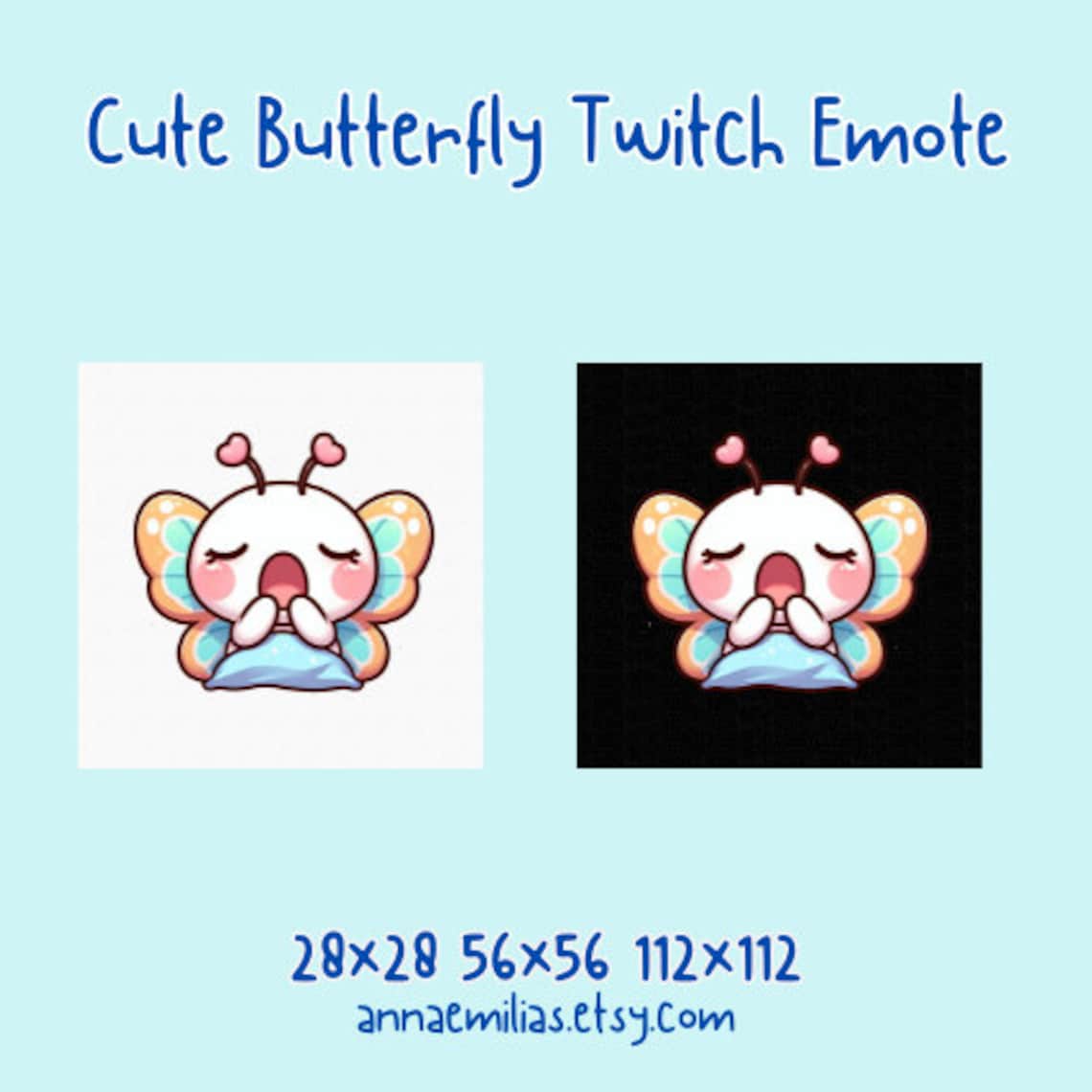 Butterfly Twitch Emote | Cute Kawaii Sleepy Buttetfly Emojis for Stream ...