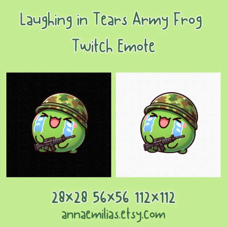 Army Frog Twitch Emote | Funny Cool Kawaii Animal Streaming Emoji ...