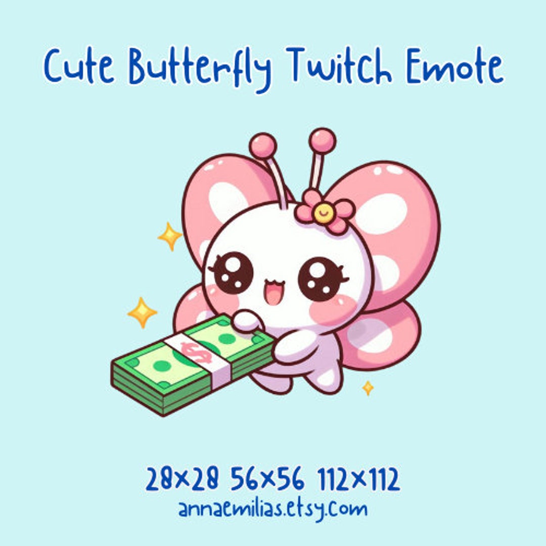 Cute Butterfly Twitch Emote Giving a Money Kawaii Animal Emoticon Best ...