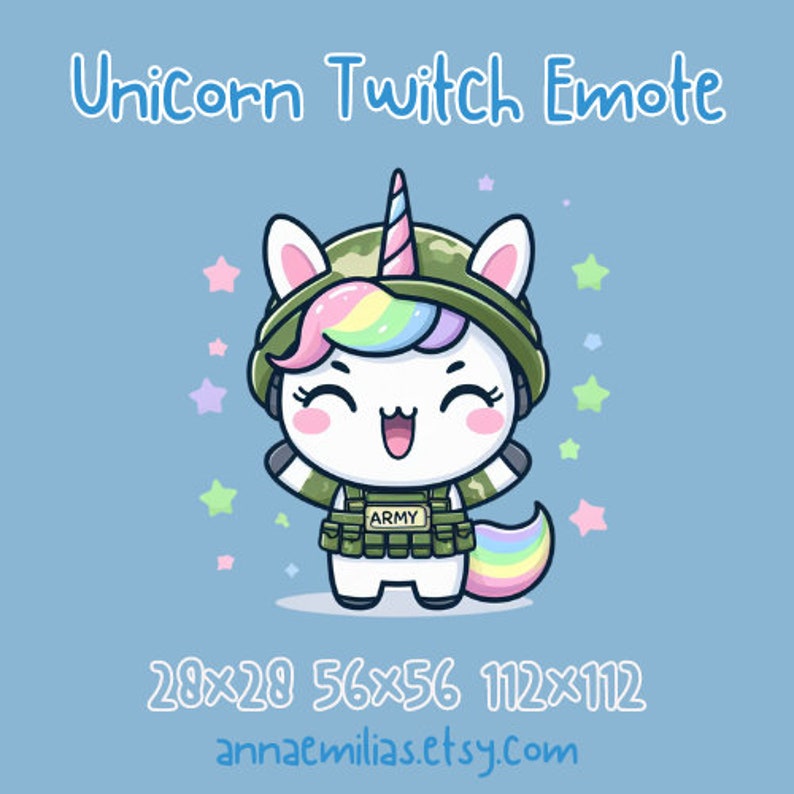 Army Unicorn Twitch Emote Soldier Unicorn Emoji Battle Unicorn Icon ...