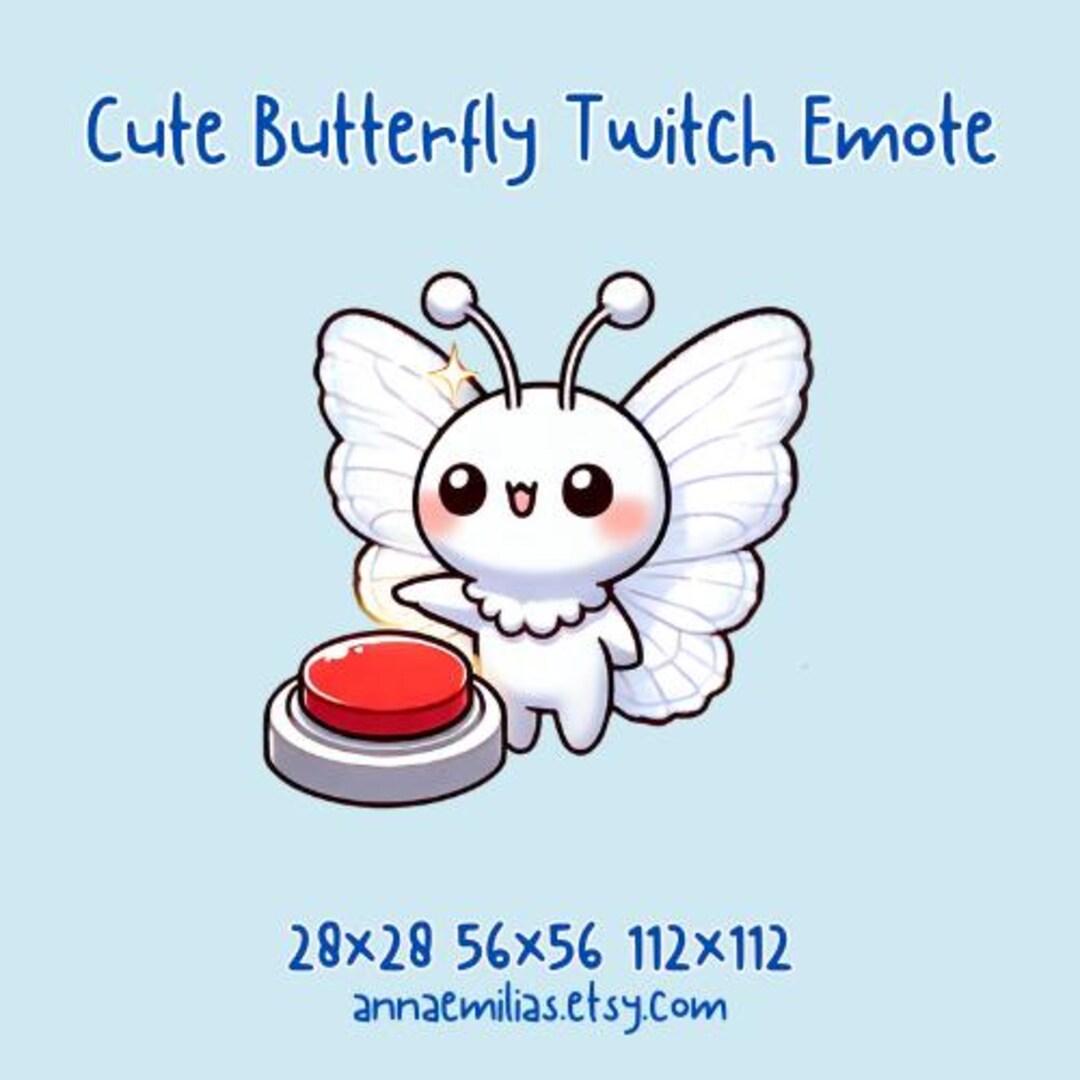 Butterfly Twitch Emote Pushing Red Button Cute Kawaii Style Twitch ...