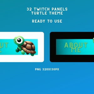Turtle Twitch Panels | Cute Stream Panel Pack | Cartoon Kawaii Gaming ...