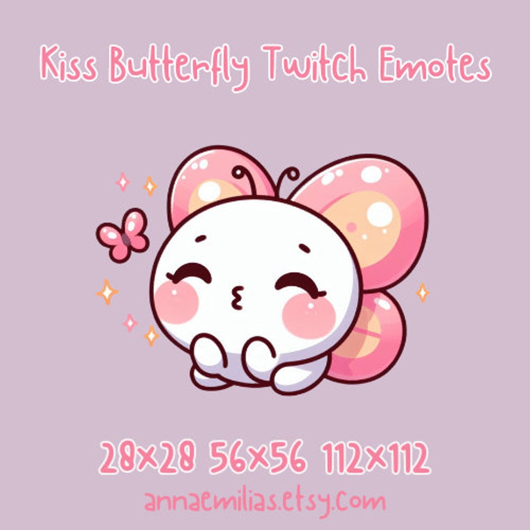 Butterfly Twitch Emote | Cute Kissing Love Kawaii Twitch Emoji ...