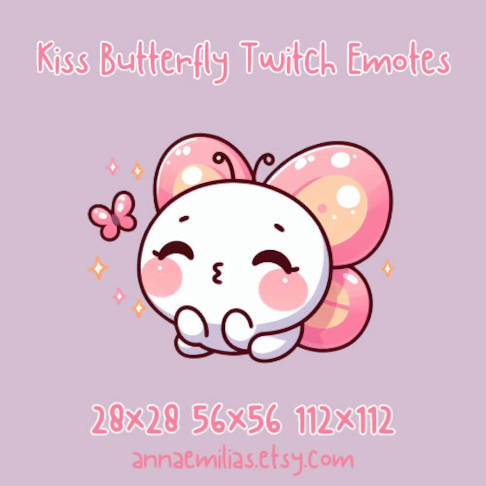 Butterfly Twitch Emote | Cute Kissing Love Kawaii Twitch Emoji ...