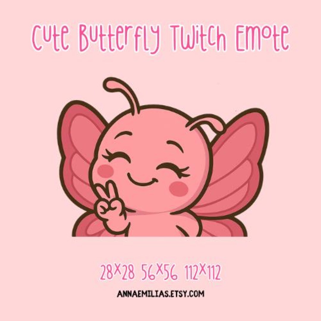 Twitch Emote | Cute Pink Butterfly Emote | Peace Sign Emote | Kawaii ...