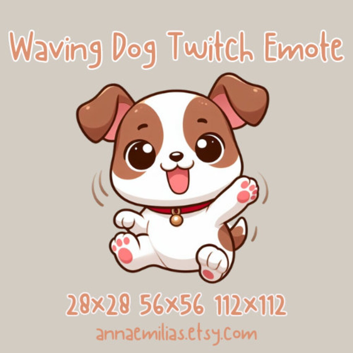 Waving Dog Twitch Emote, Animated Pet Emote, Cute Dog Emoji, Online ...
