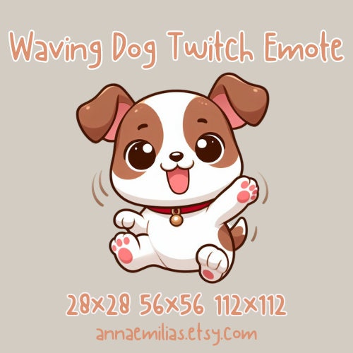 Waving Dog Twitch Emote | Animated Pet Emoji | Cute Kawaii Animal ...