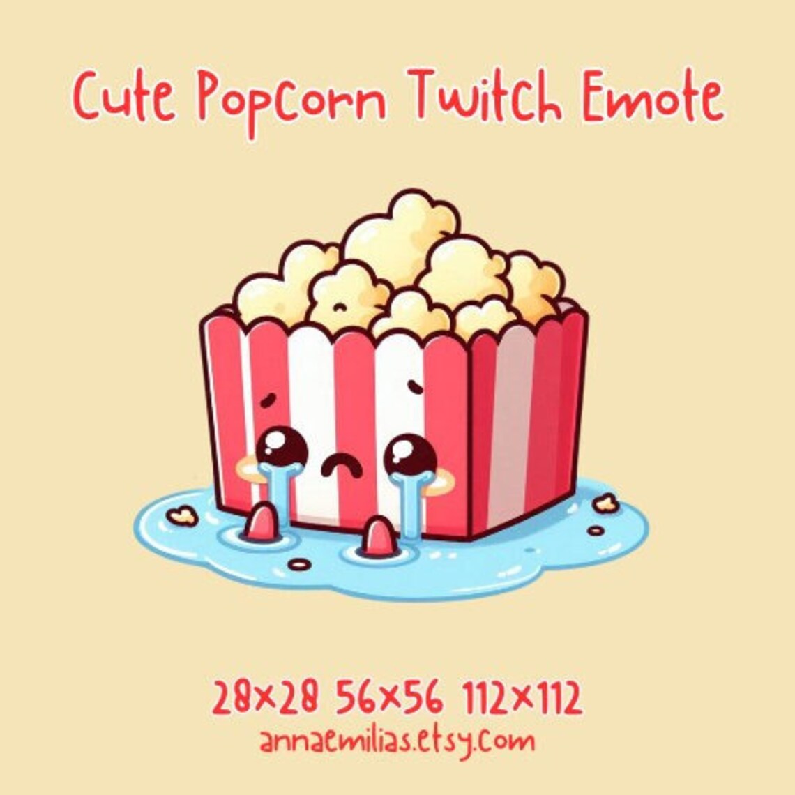 Popcorn Twitch Emote | Cute Perfect for Streamers | Unique Twitch ...