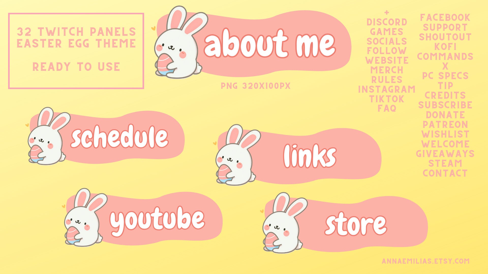 Easter Bunny Twitch Panels, Stream Panels, Bunny Stream Graphics ...