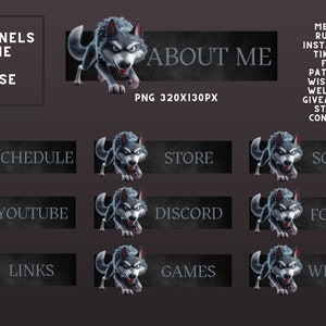 Wolf Twitch Panels Pack, Streamer Graphics Kit, Gamer Panels Set ...