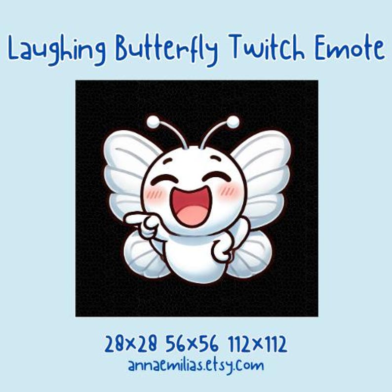 Laughing Butterfly Twitch Emote Popcorn | Cute Best Kawaii Emoticons ...