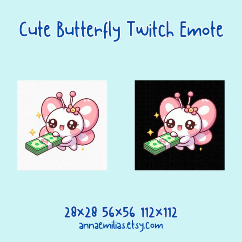 Cute Butterfly Twitch Emote Giving a Money Kawaii Animal Emoticon Best ...