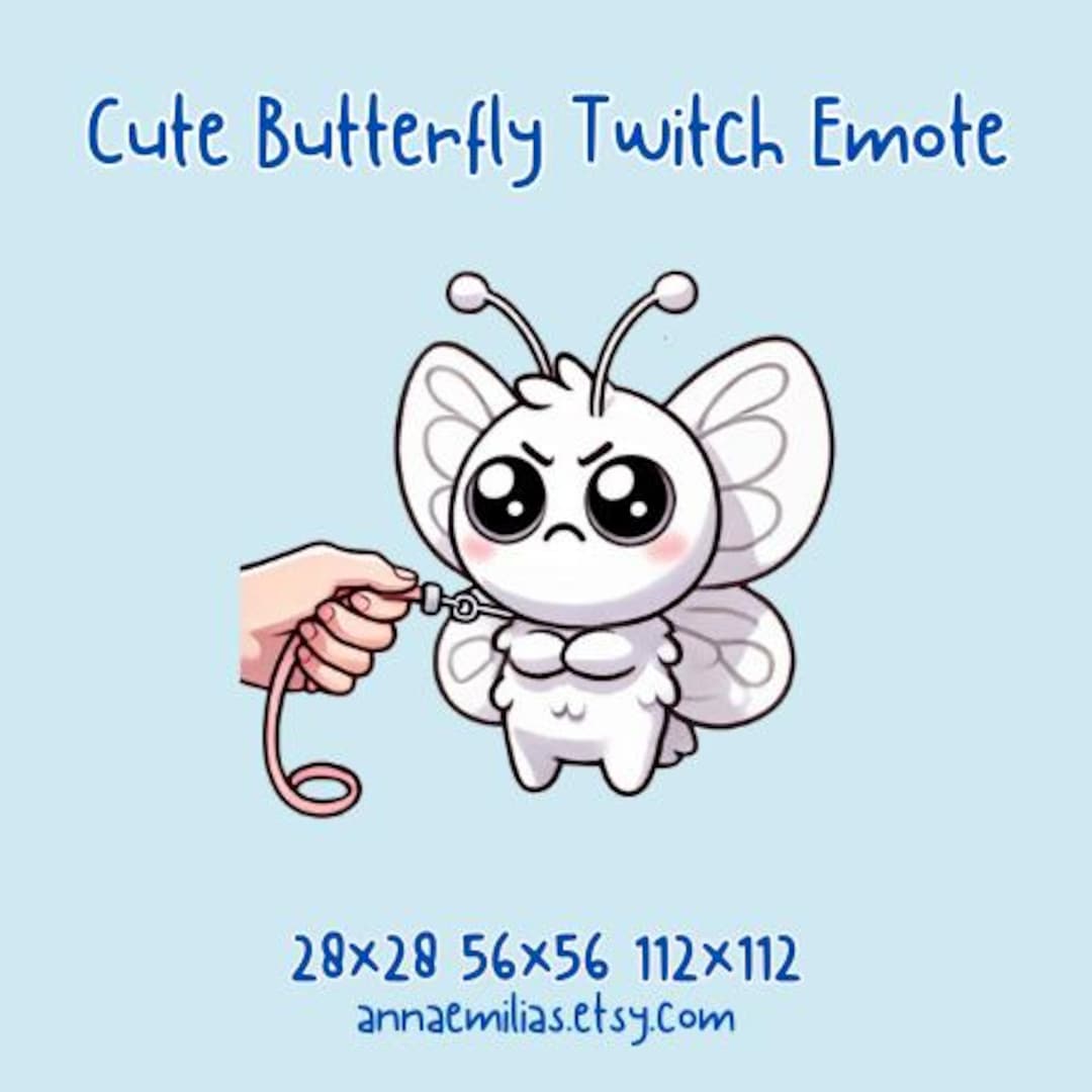 Butterfly Twitch Emote on Leash Cute Kawaii Emoticon Best Streaming ...