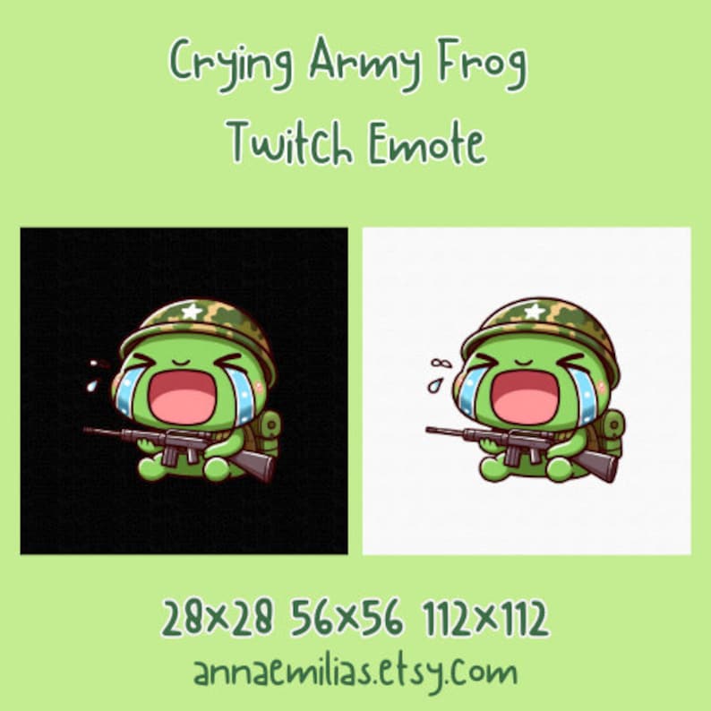 Army Frog Twitch Emote | Cute Kawaii Stream Emoticon | Funny Streaming ...