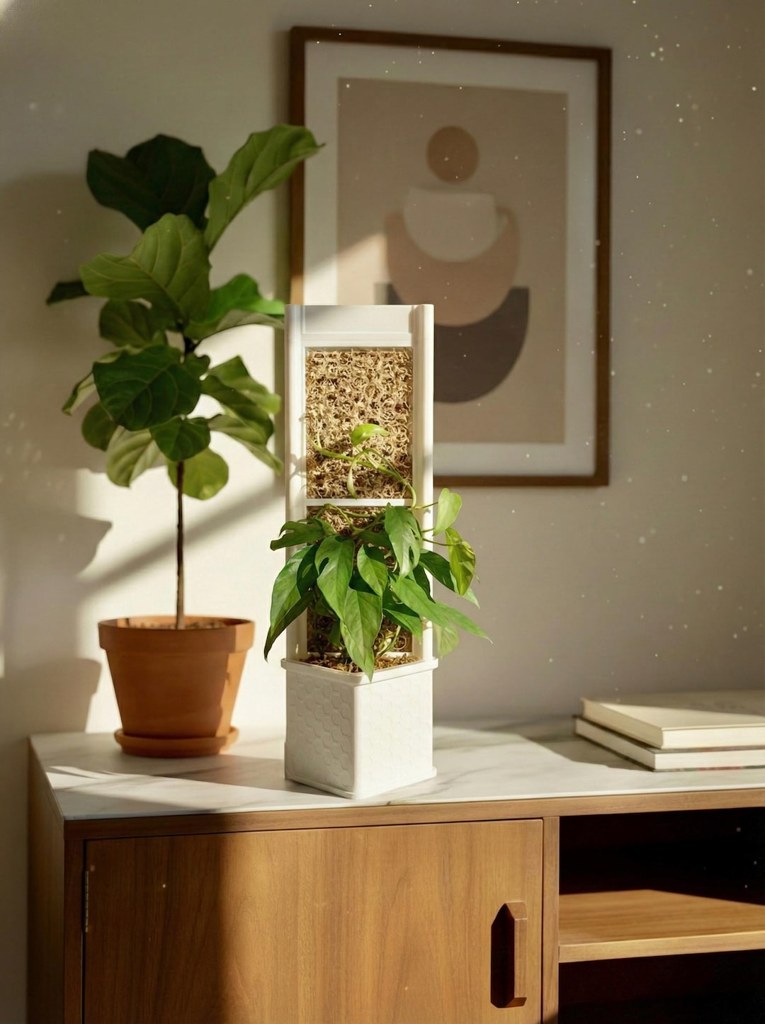 Architectural Honeycomb Moss Pole System | Modular White Aroid Support ...