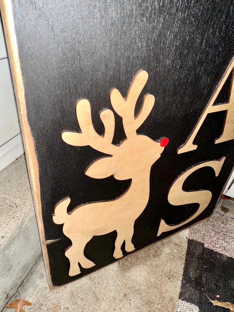 Christmas Rudolph Sign 3D Wood Sign Christmas Sign Christmas Porch Sign ...