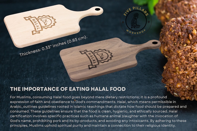 Kitchen Chopping Board Engraved With Halal Seal in Arabic and English ...