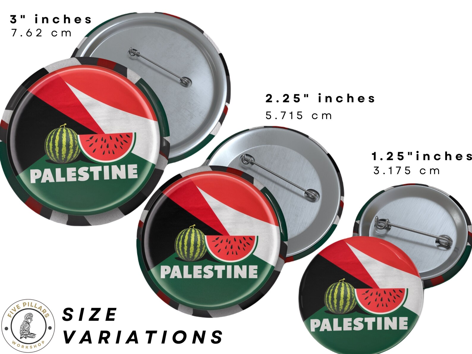 Palestine Watermelon Pin for Backpack Jacket Metal Safety Button Pin ...