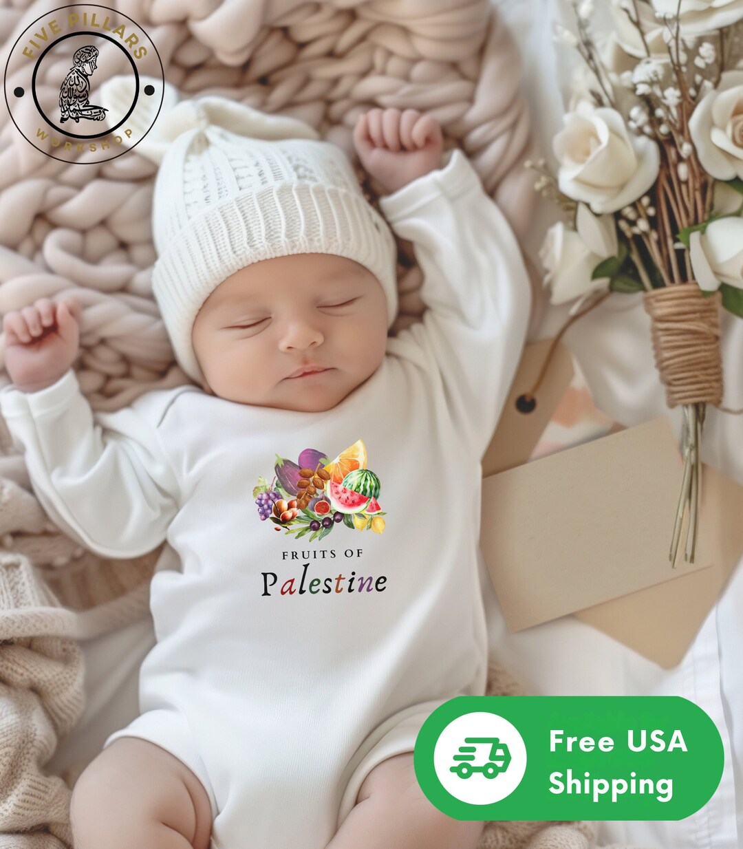 Cloud Jersey Onesie PALESTINIAN Baby Bodysuit 100% Palestinian Infant ...