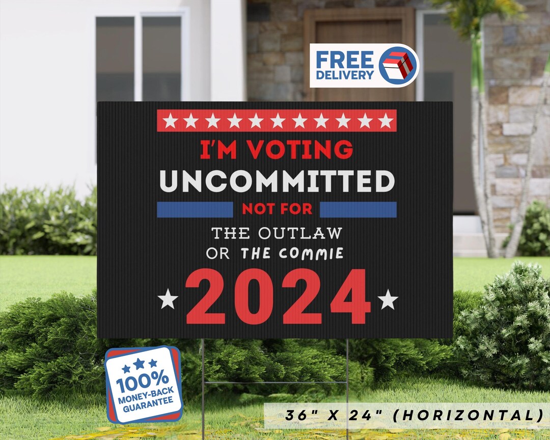 Uncommitted Vote 2024 Election Yard Sign Metal Stake Pro Palestine Lawn ...