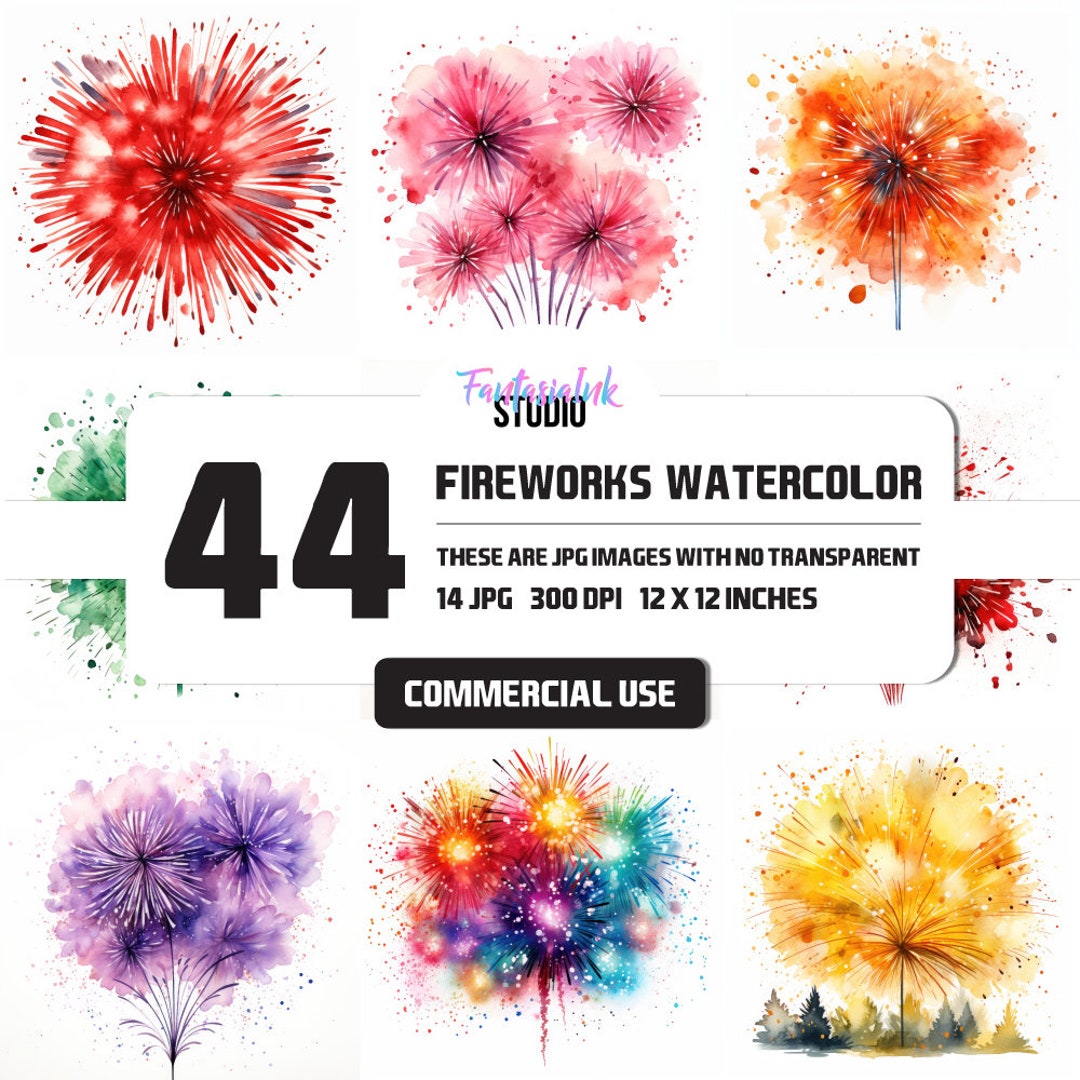 Fireworks Watercolor 44 High Quality Jpgs Instant Download for ...