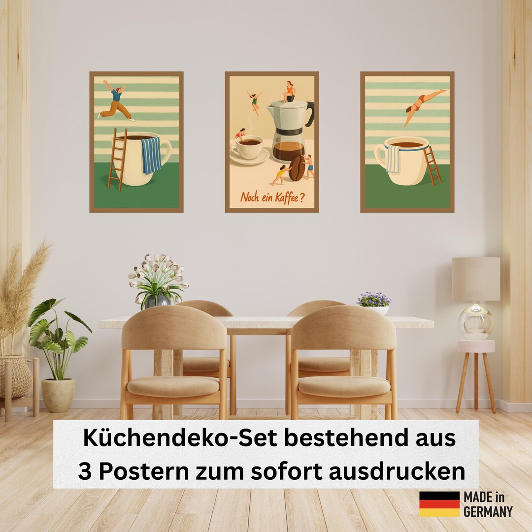 Kitchen Decoration Set of 3 Posters | Digital Print Another Coffee ...