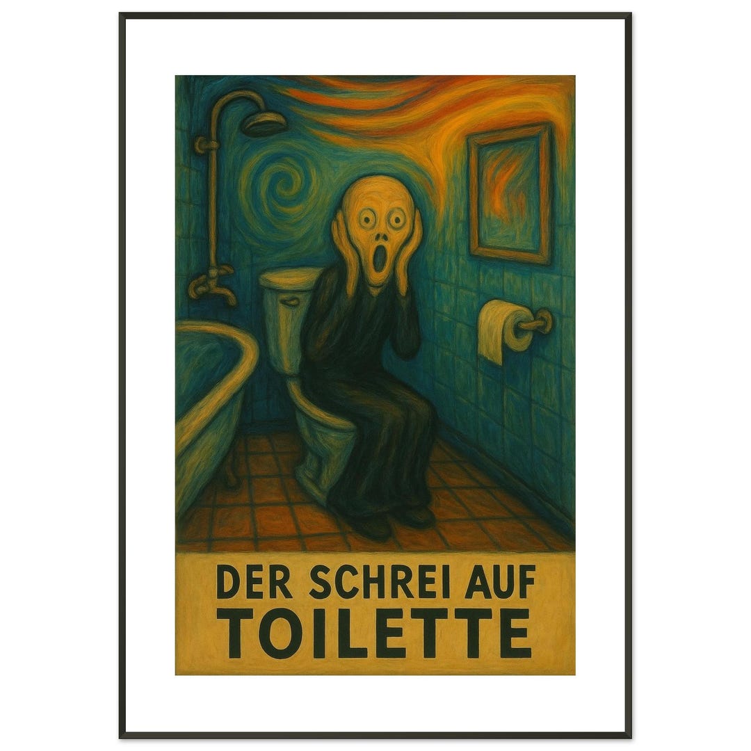 Funny Guest Toilet Poster the Scream – Funny Bathroom Decoration on ...