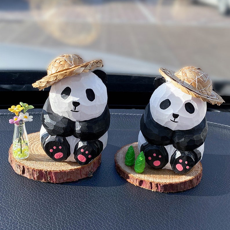 Handcrafted Wooden Panda Figurine - Etsy