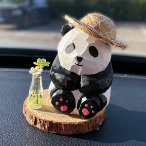 Handcrafted Wooden Panda Figurine - Etsy