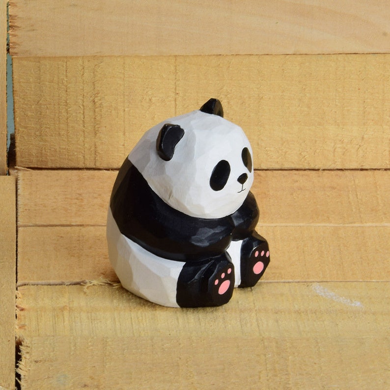 Handcrafted Wooden Panda Figurine - Etsy