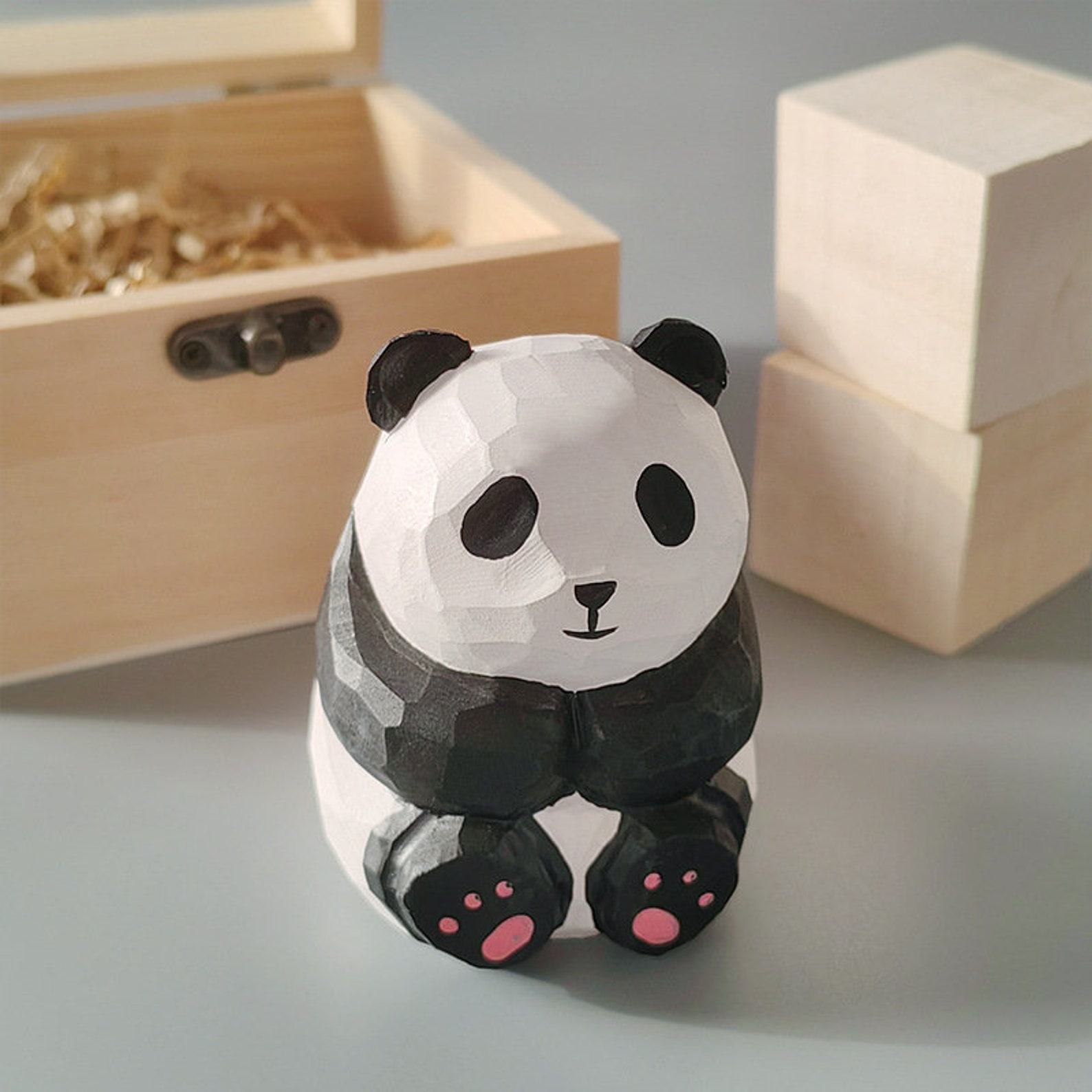 Handcrafted Wooden Panda Figurine - Etsy